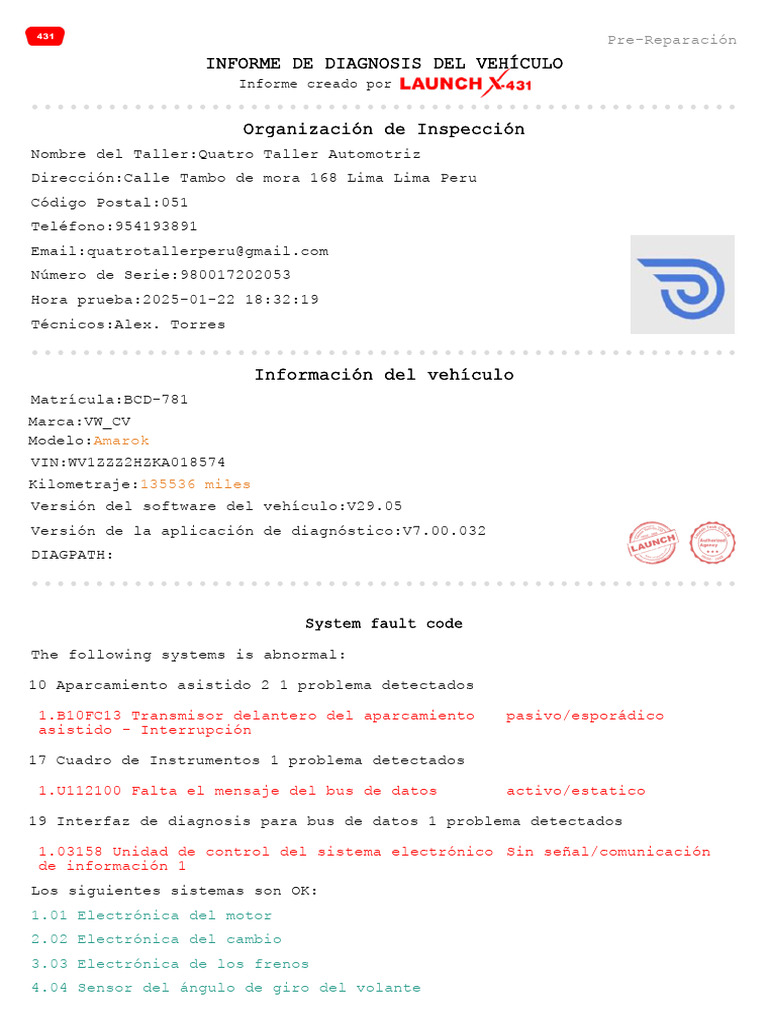VW CV WV1ZZZ2HZKA018574 AllSystemDTC 20250122183219 | PDF