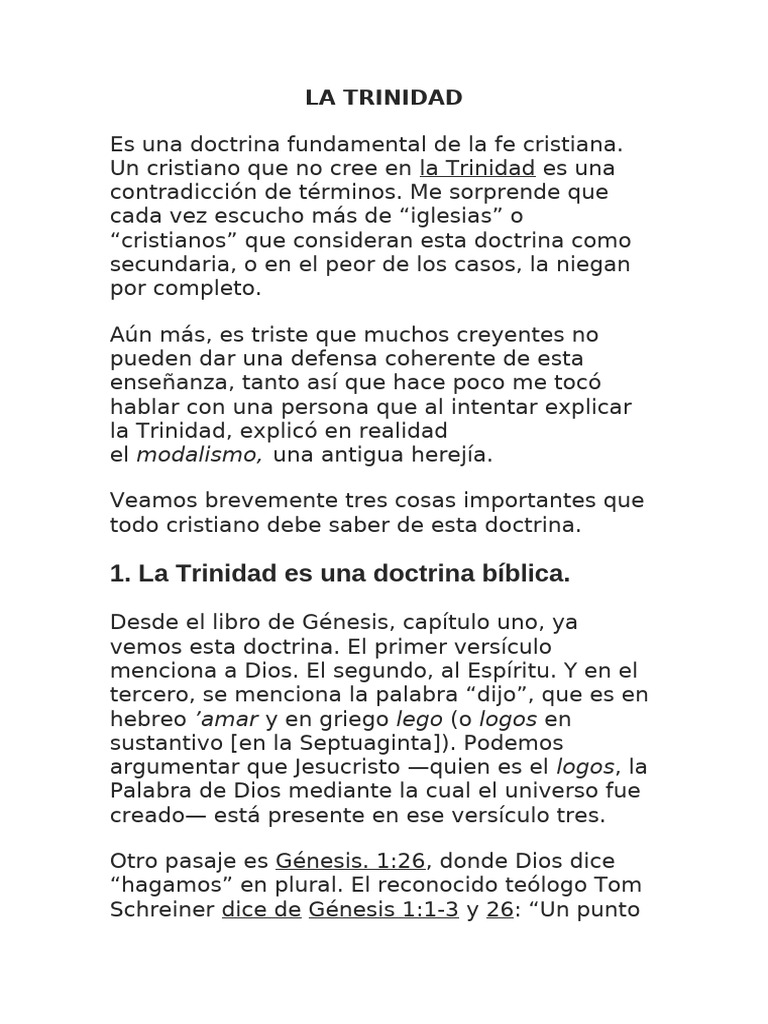 La Trinidad Defensa Tirson | PDF | Trinidad | Biblia