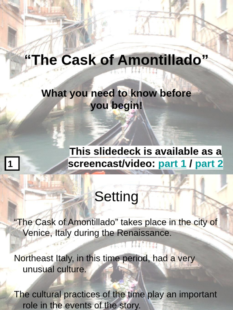 Venice Setting in The Cask of Amontillado | PDF