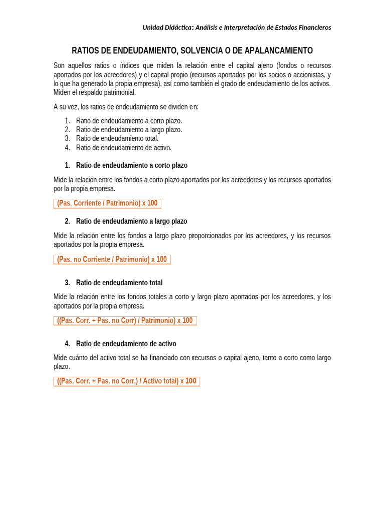 Ratios de Apalancamiento | PDF