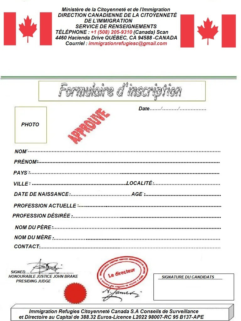 Formulaire D'inscription Ircc Canada | PDF