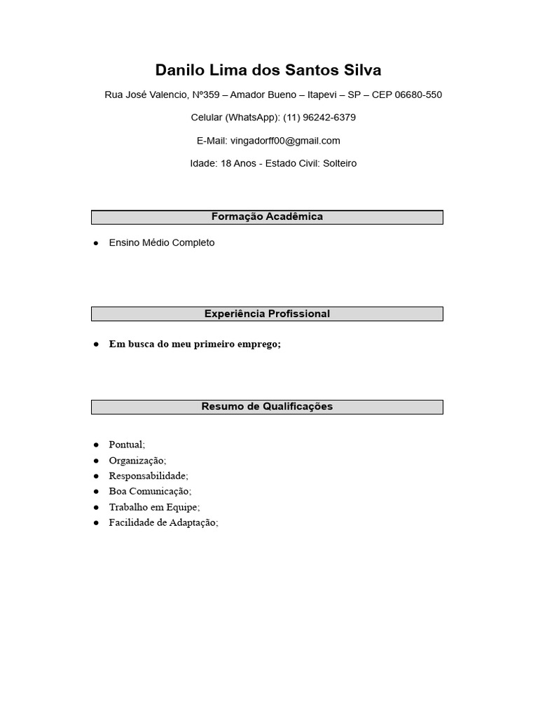 Curriculo Danilo | PDF