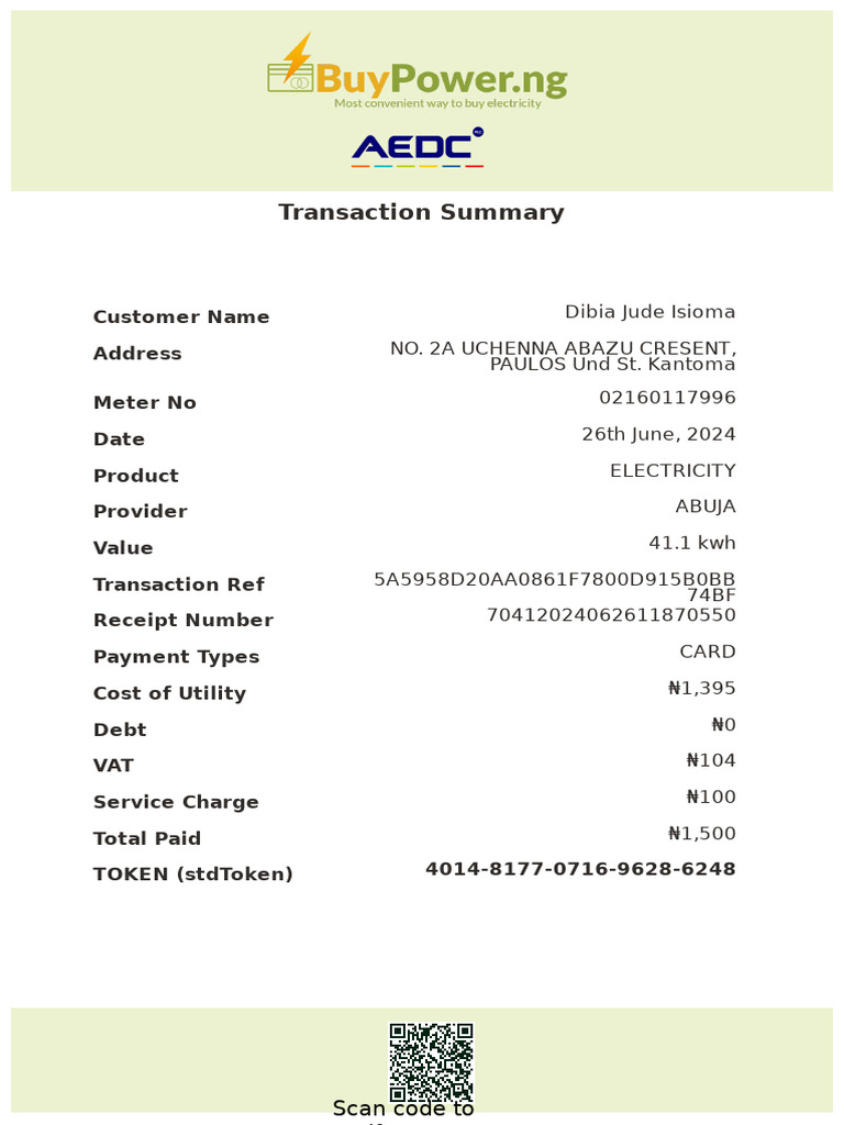 Buy Power Receipt | PDF