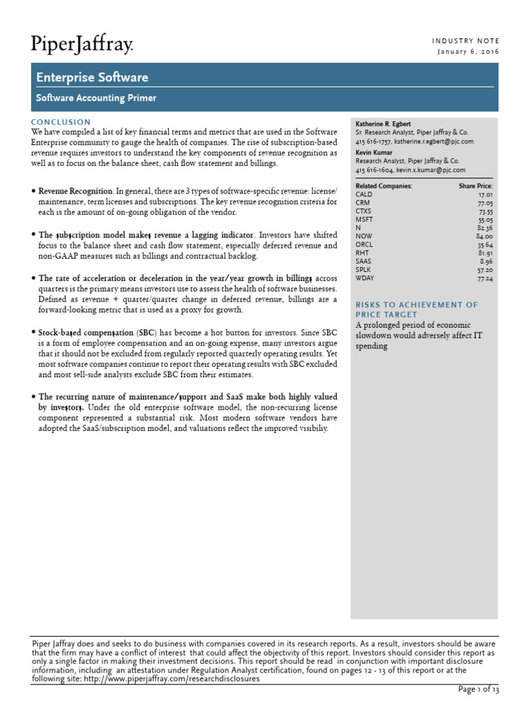 TMT - Primer - Piper Software Accounting Primer | PDF | Deferral ...