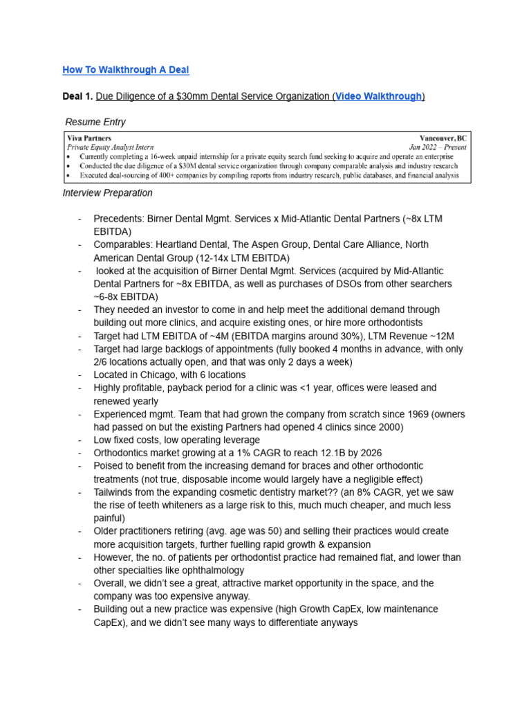 FR Consulting - Deal Walkthrough Prep Examples (For Deals YOU Did ...
