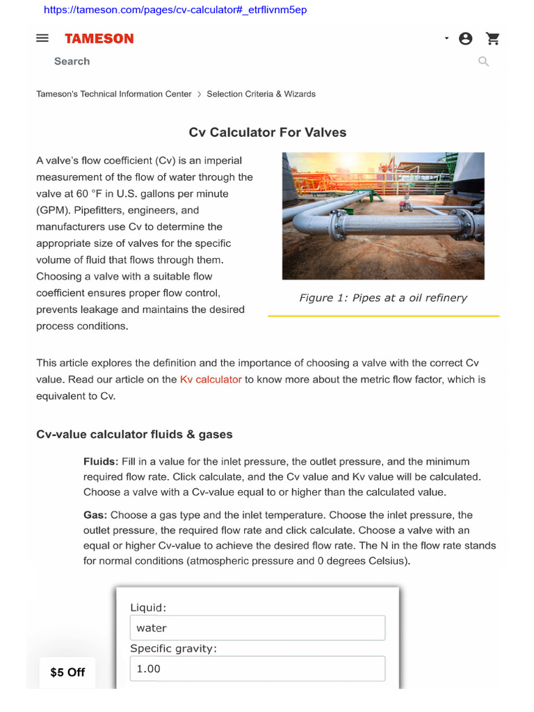 CV Calculator for Fluid Flow Analysis | PDF
