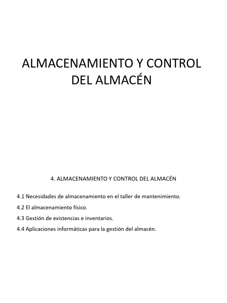 Tema 4 - ALMACENTAMIENTO Y CONTROL DEL ALMACÉN | PDF | Almacén | Margen ...