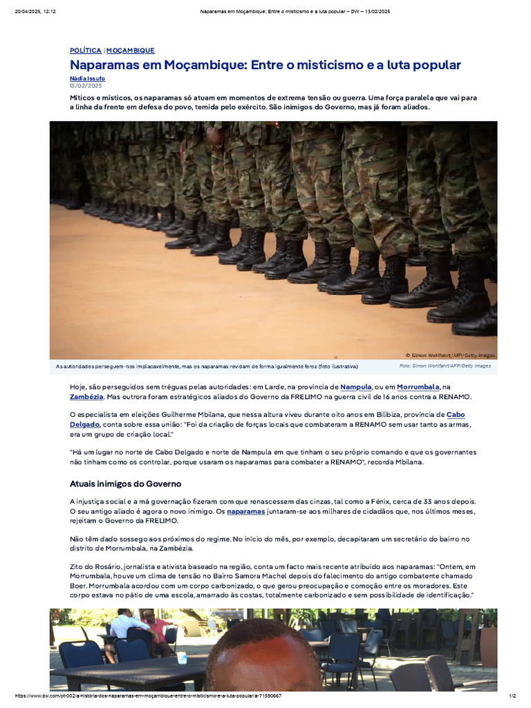 2025.02.13 – DW – Naparamas em Moçambique – Entre o misticismo e a luta ...
