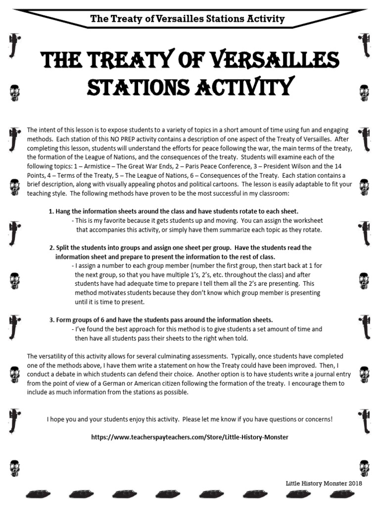 WWI - The Treaty of Versailles Stations Activity | PDF | International ...