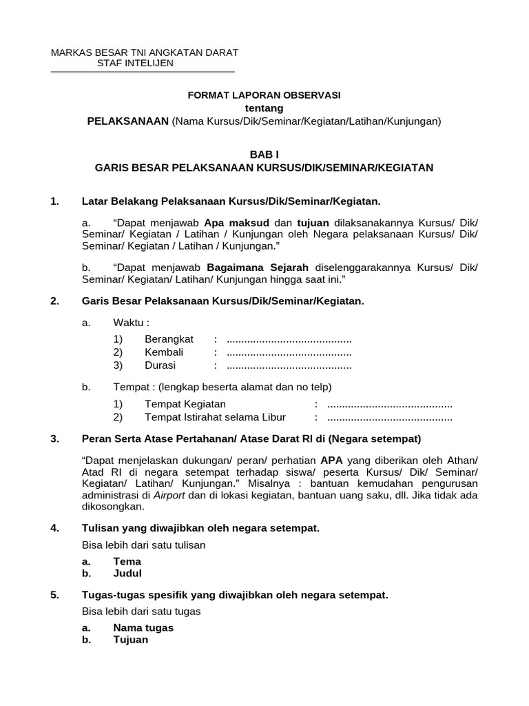 Format Laporan Observasi | PDF