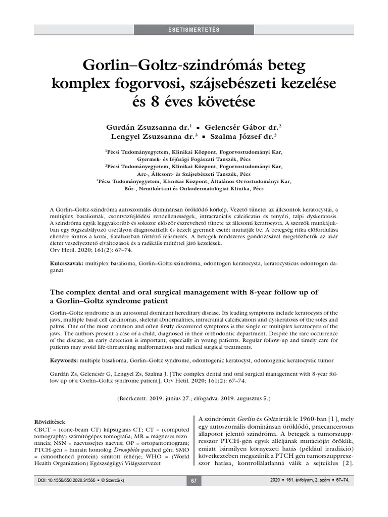 Gorlin-Goltz Szindrómás Beteg | PDF