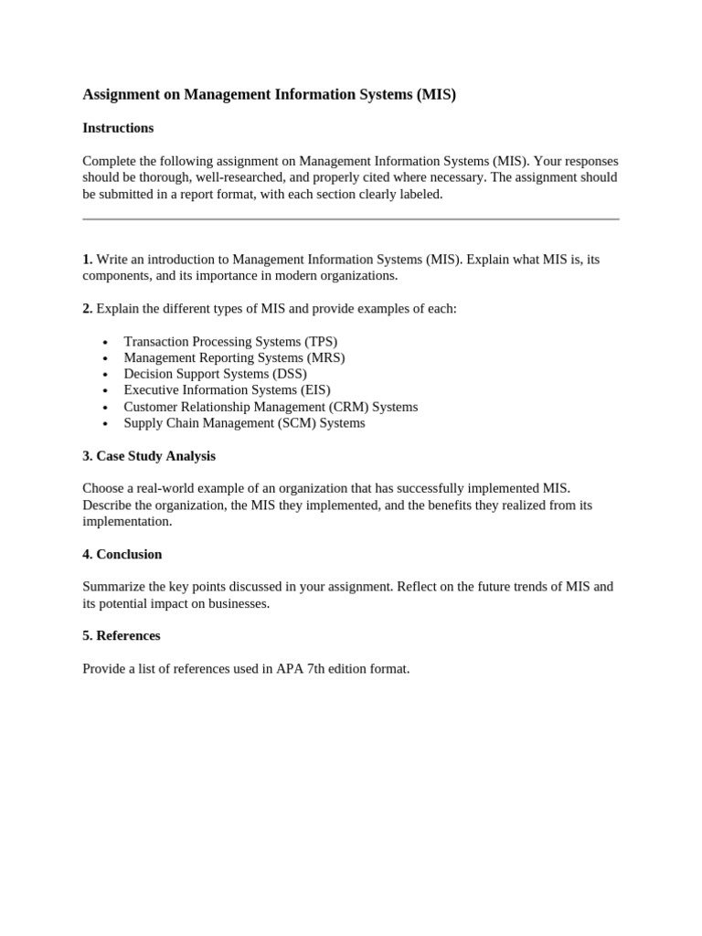 Assignment On Management Information Systems | PDF