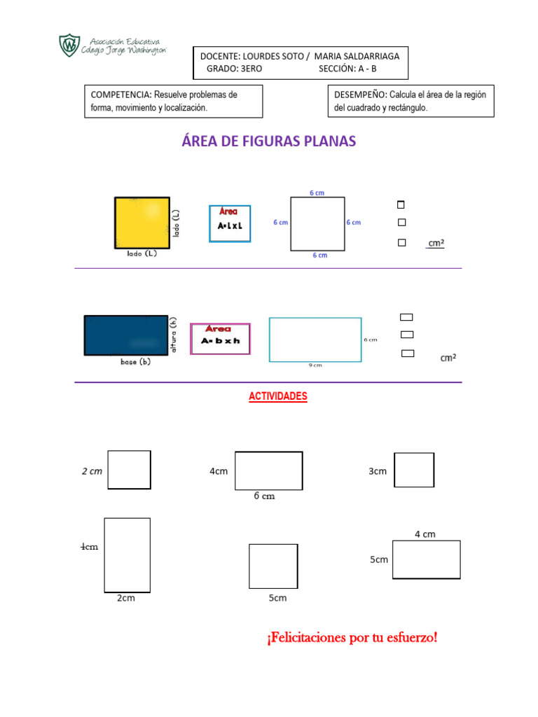 AREA DEL CUADRADO y DEL RECTANGULO-convertido 1 | PDF