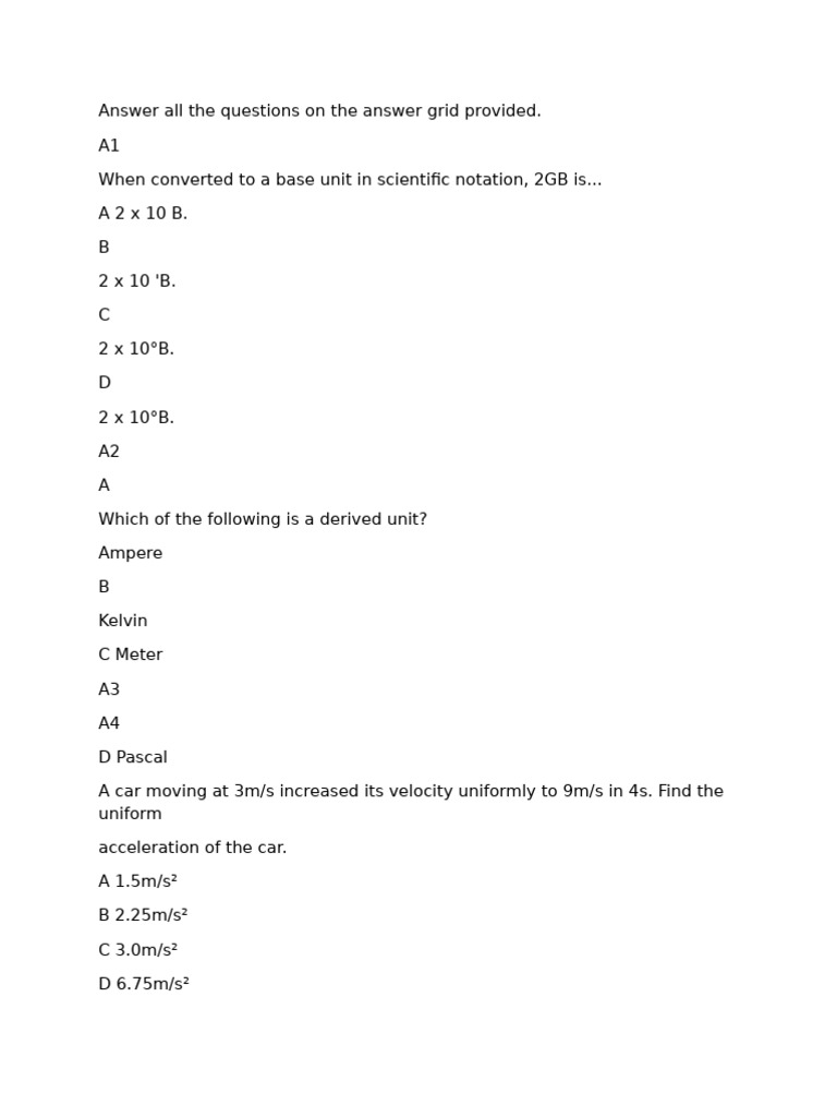 Science Exam Questions and Answers | PDF | Force | Thermometer