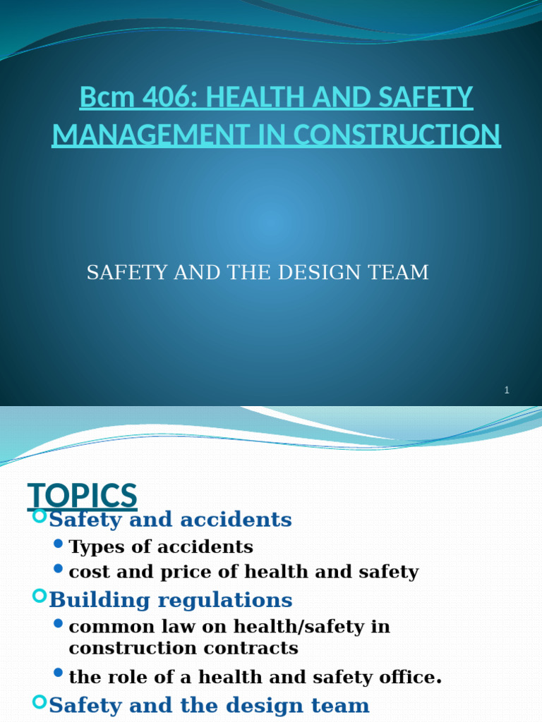 BCM 406 Safety and The Design Team | PDF | Insurance | Safety