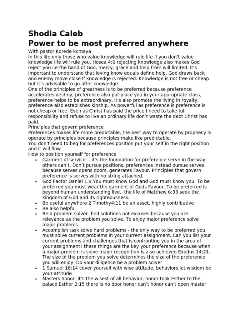 Power To Be Preferred | PDF | Knowledge | Religious Belief And Doctrine