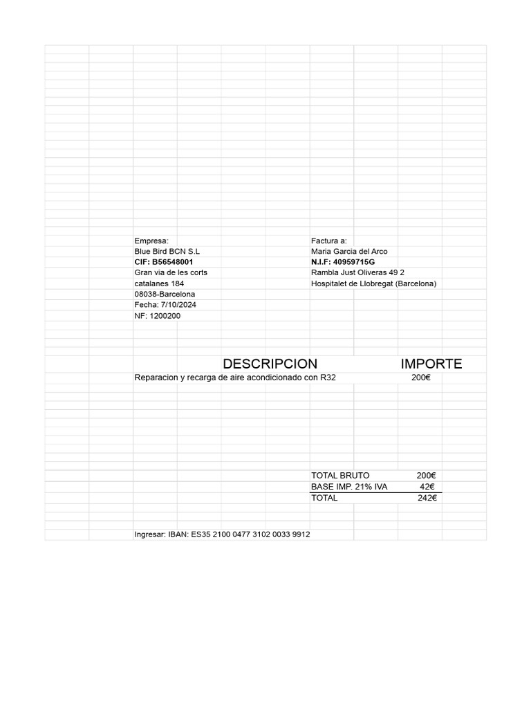 de FACTURA - Hoja 1 | PDF