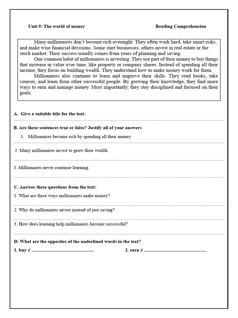 U9 Reading Comprehension | PDF | Economies