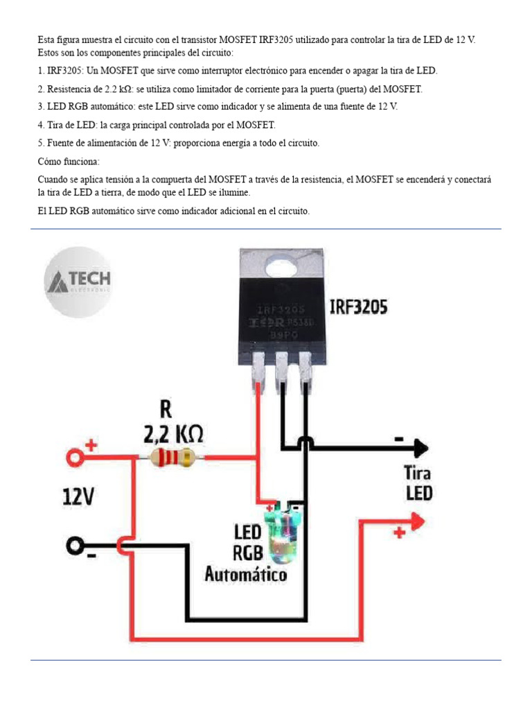 Circuito Con El Transistor MOSFET IRF3205 | PDF