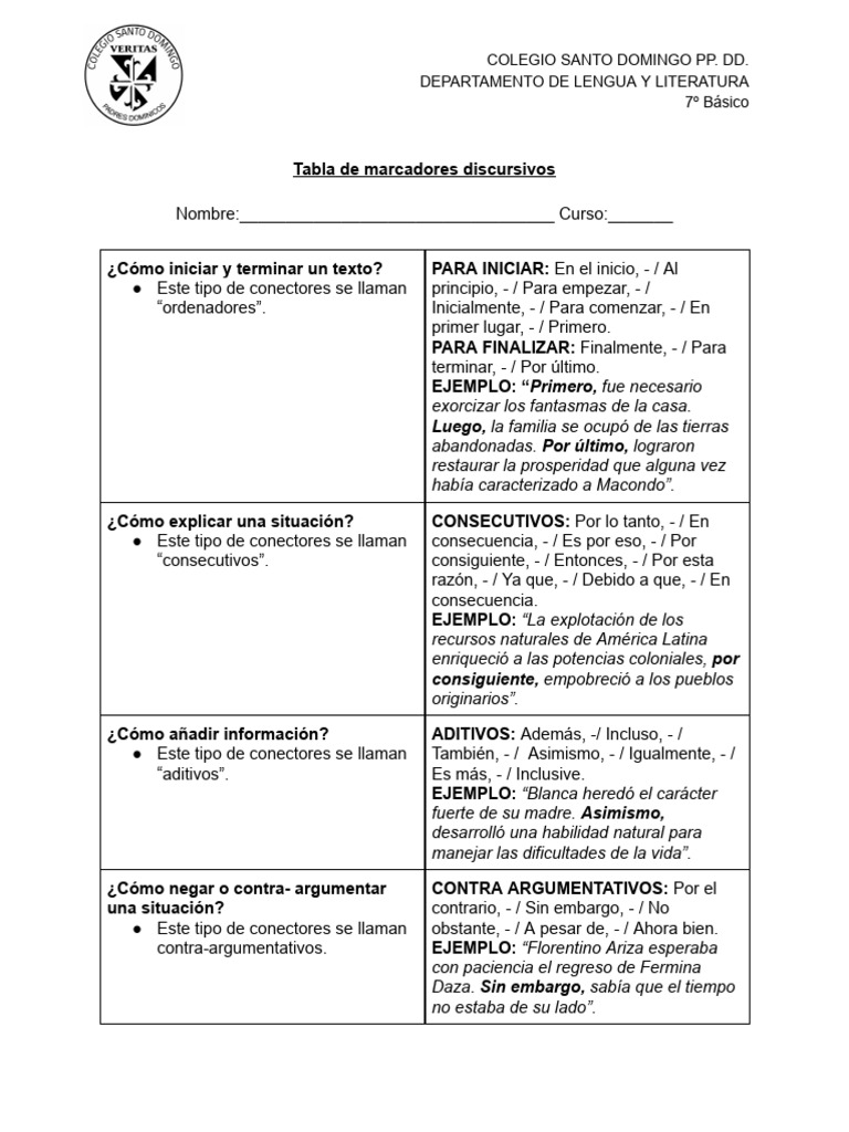 Guía Marcadores Discursivos | PDF