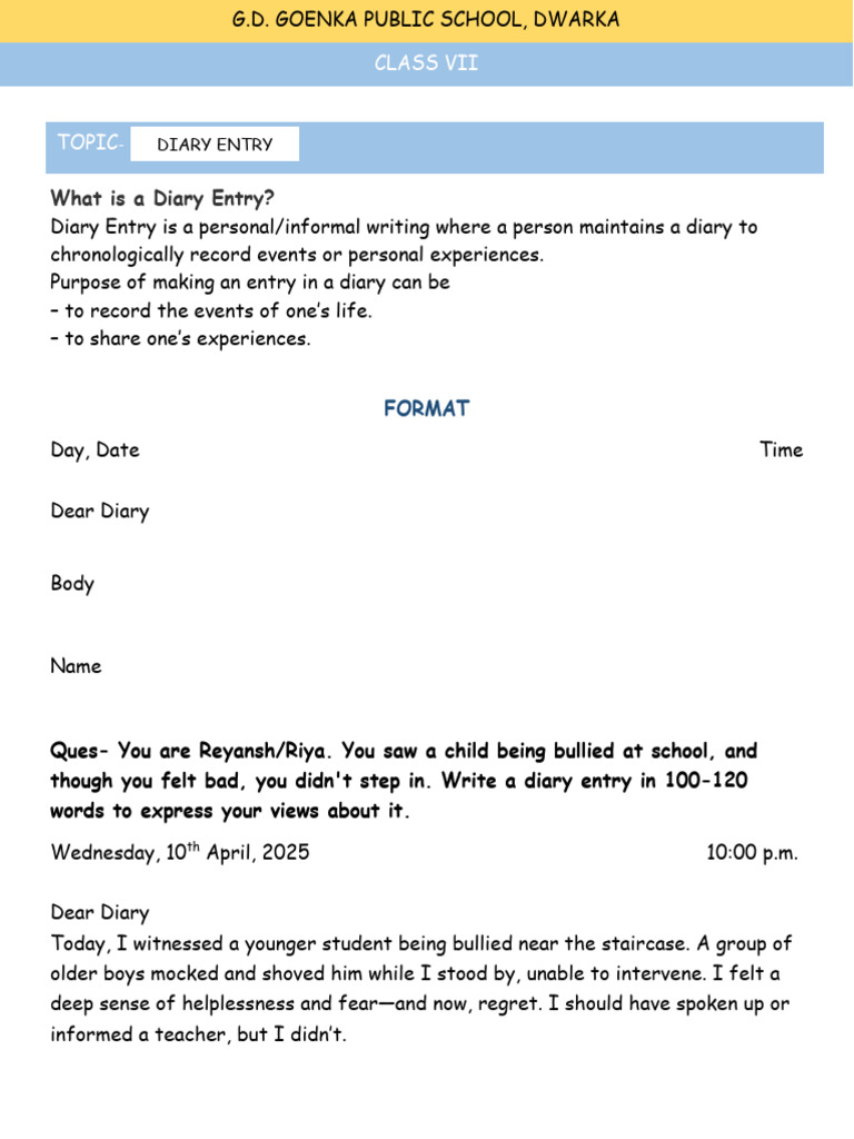 Diary Entry | PDF