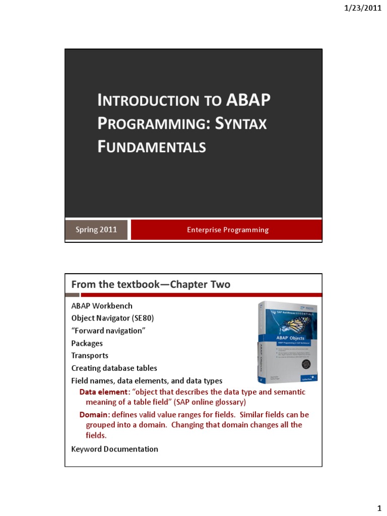 02 Introduction To ABAP Programming Student Version | PDF | Data Type | Parameter (Computer ...