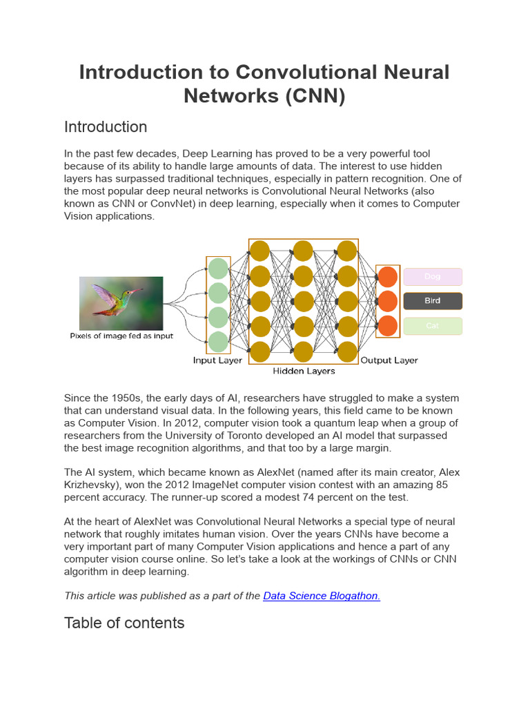 Introduction To Convolutional Neural Networks1 Unit3docx Pdf Deep Learning Computational