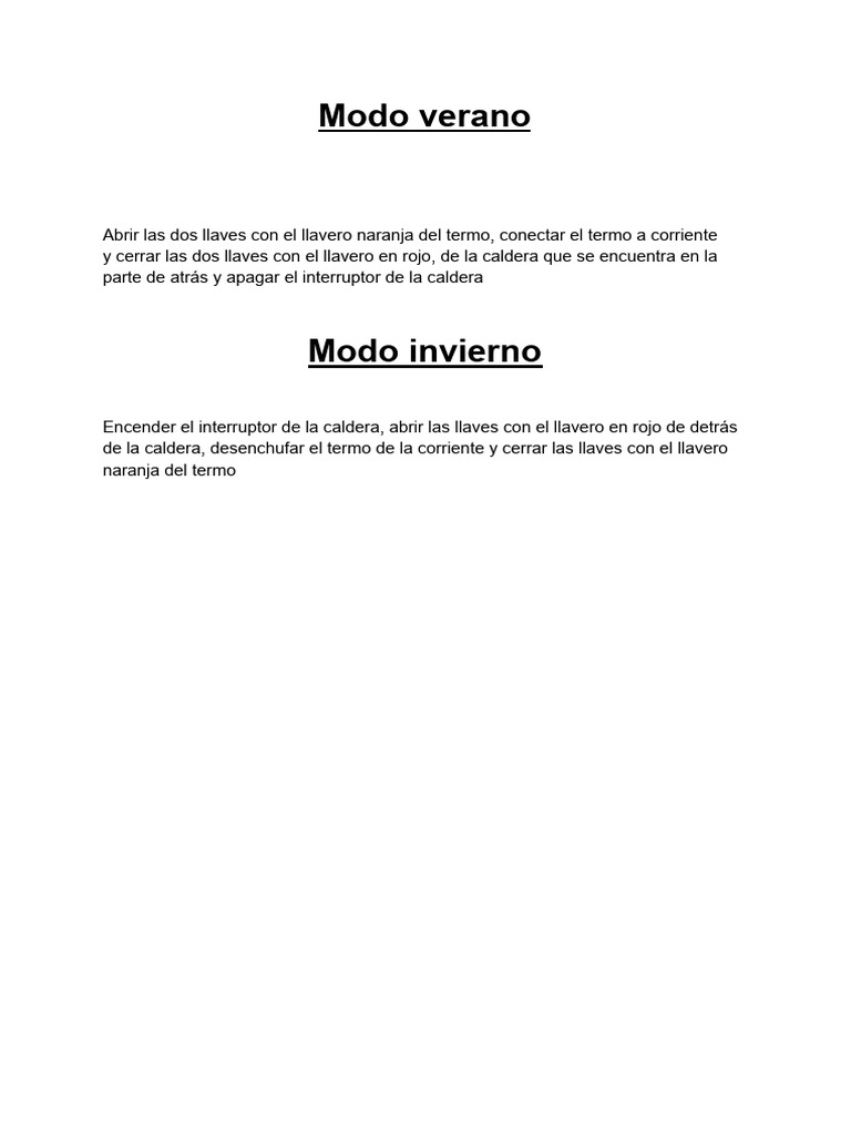 Modo Verano y Invierno | PDF