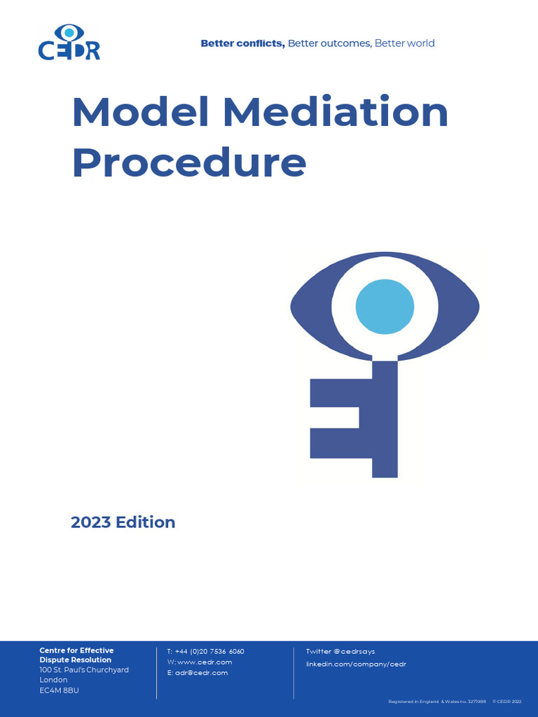 CEDR Model Mediation Procedure 2023 | PDF | Mediation | Arbitration