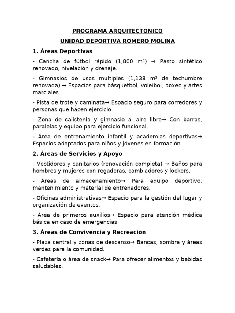 Programa Arquitectonico | PDF