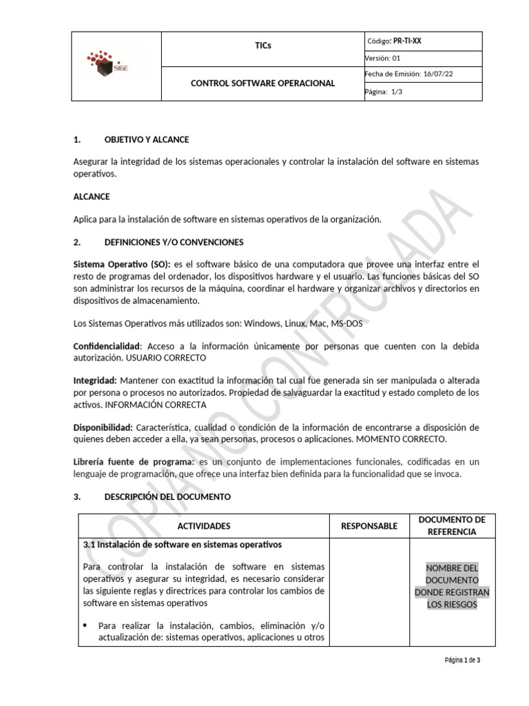 Control Software Operacional | PDF | Software | Sistema operativo