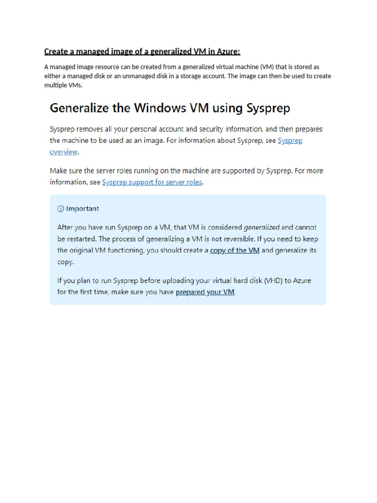 How To Create Image of Azure Windows Virtual Machine | PDF