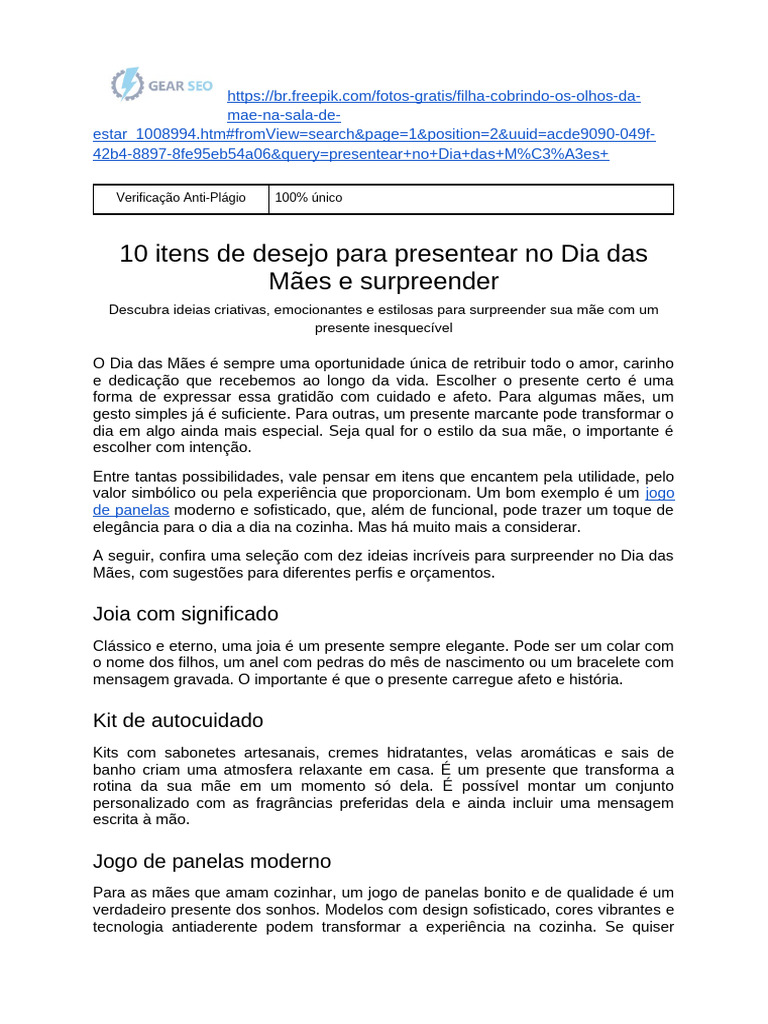 Relatório Web - POL - 10 Itens de Desejo para Presentear No Dia Das ...
