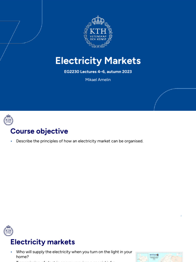 EG2230 Electricity markets | PDF | Electrical Grid | Wind Power