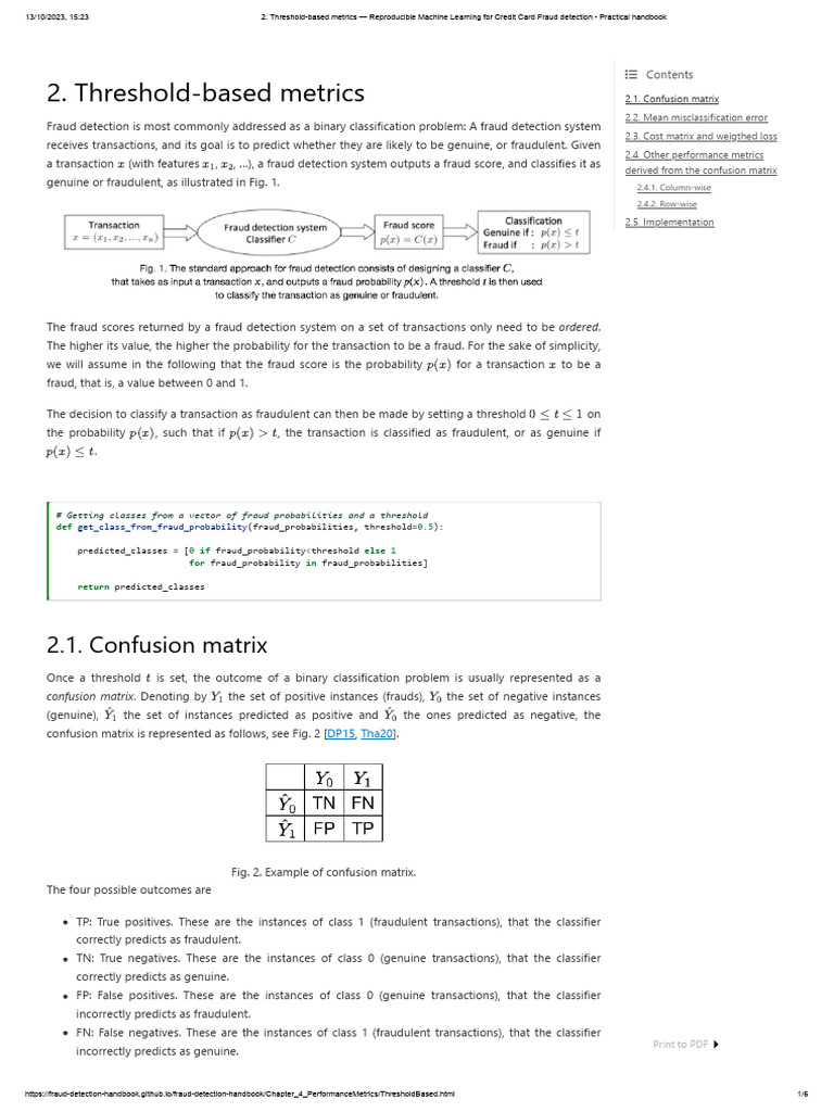 2. Threshold-based metrics — Reproducible Machine Learning for Credit Card Fraud detection ...