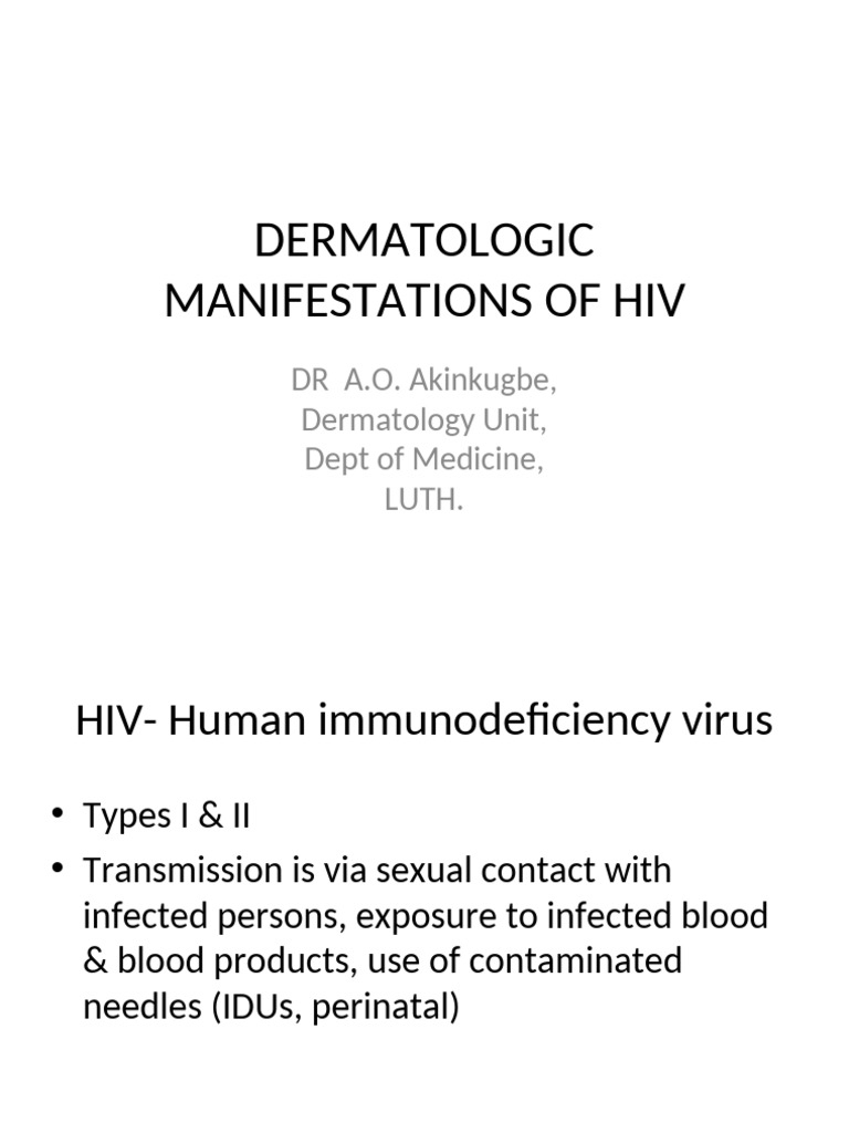 Dermatologic Manifestations of Hiv 2 | PDF | Hiv | T Helper Cell