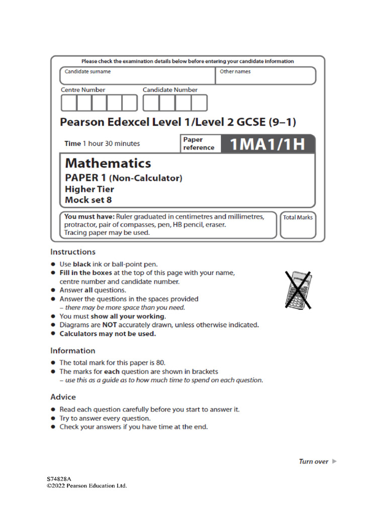 Mock Set 8 Question Paper 1 | PDF