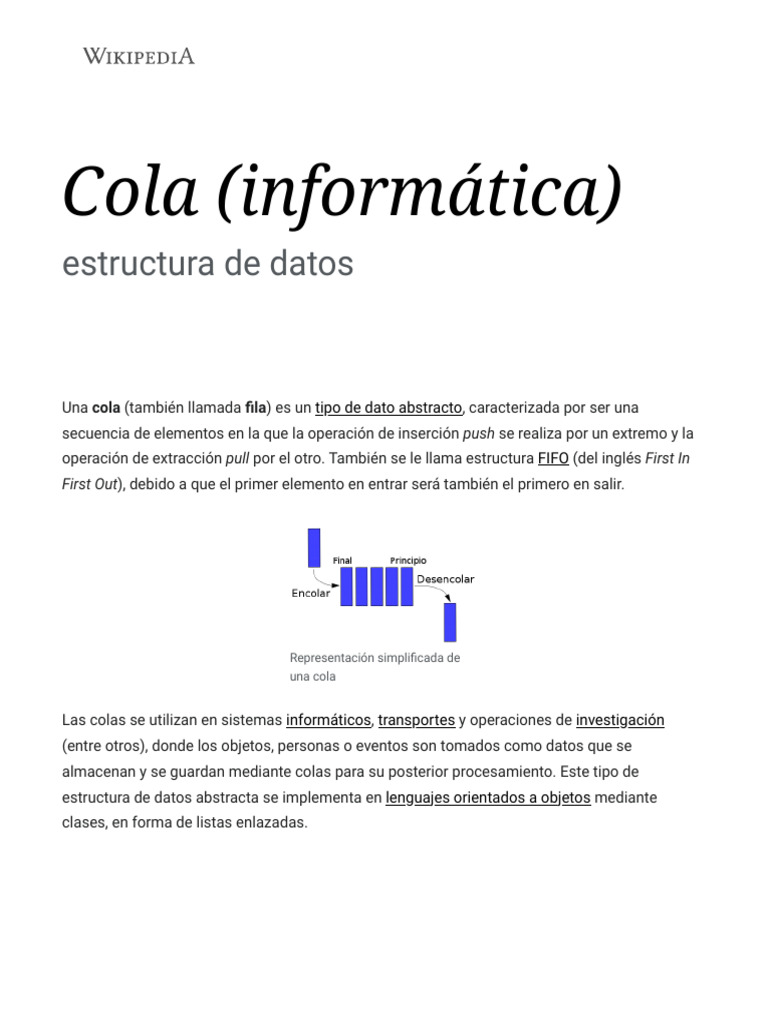 Cola (Informática) - Wikipedia, La Enciclopedia Libre | PDF | Cola ...