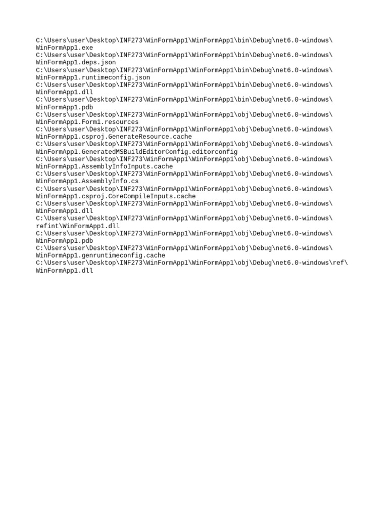 WinFormApp1.csproj.FileListAbsolute | PDF