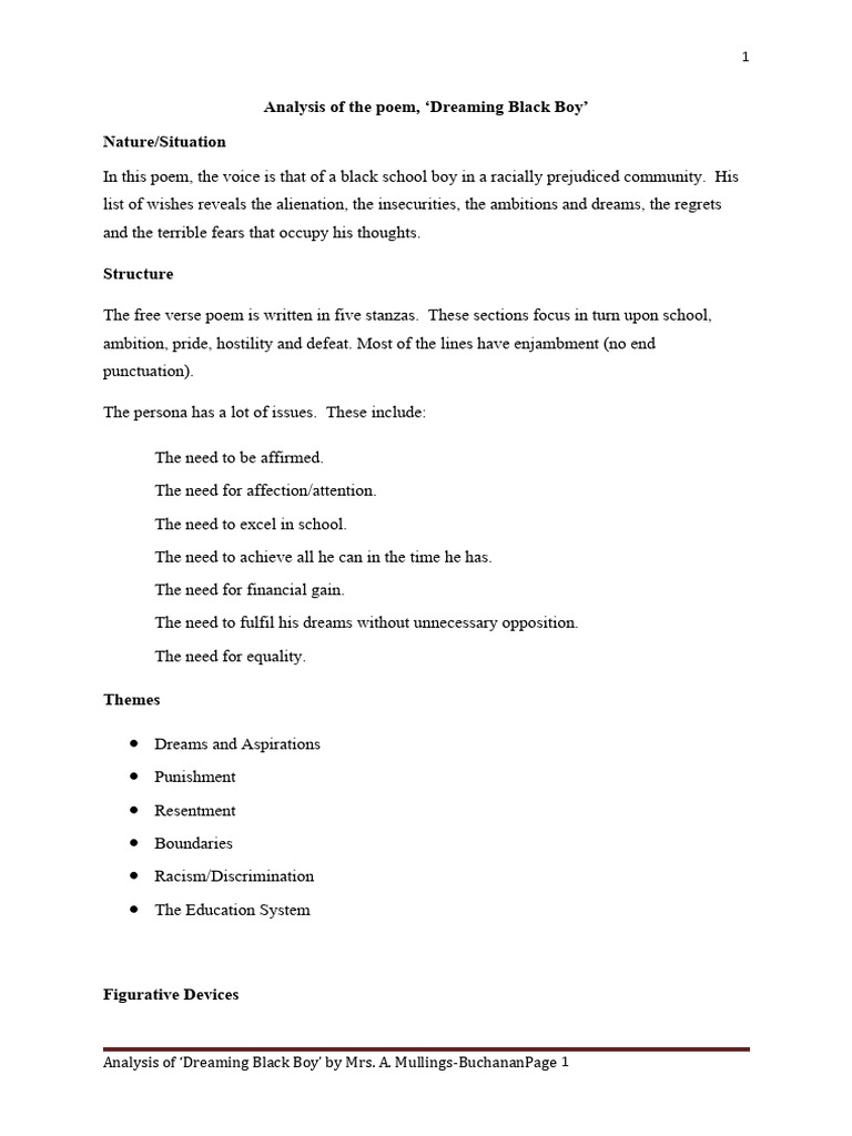 Dreaming Black Boy Analysis | PDF