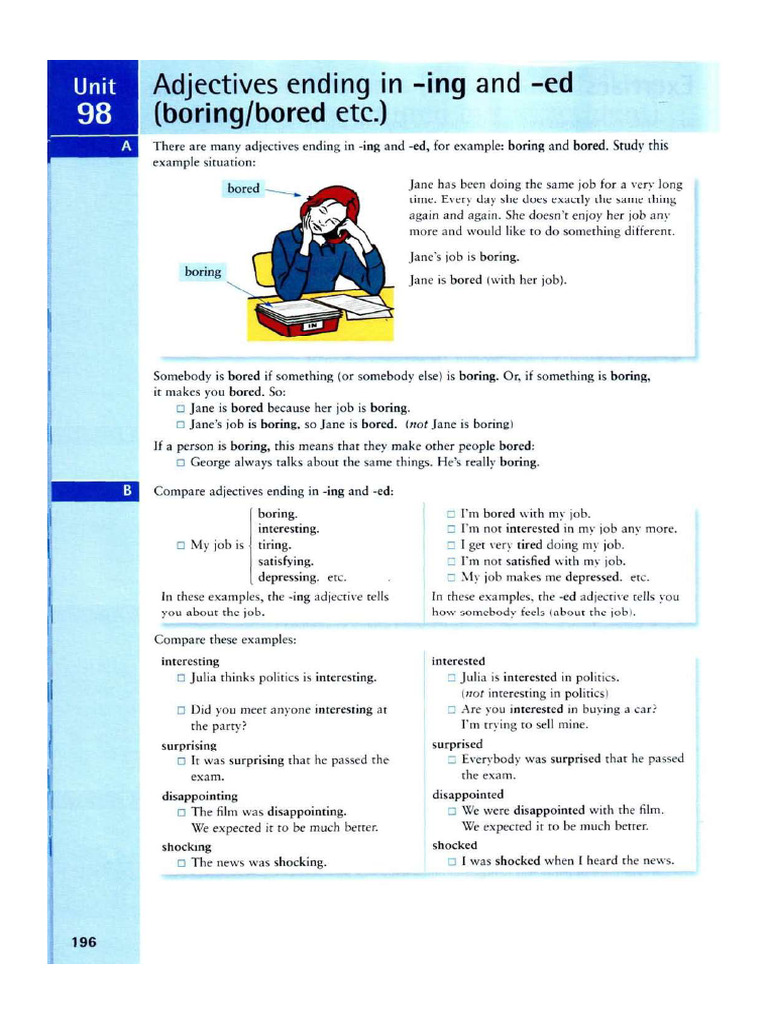 Adjectives Ending in - Ing and - Ed | PDF