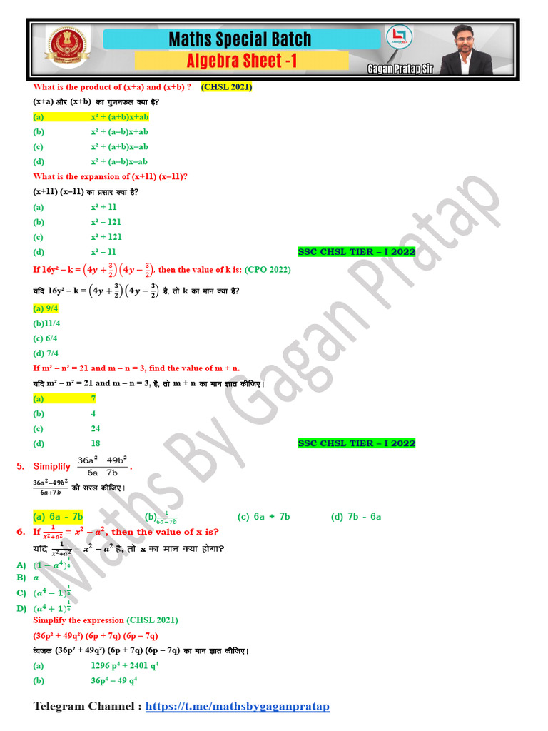 Algebra | PDF | Algebra | Mathematics