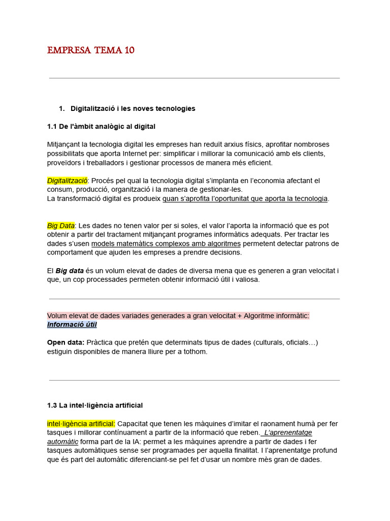 Empresa Tema 10 | PDF