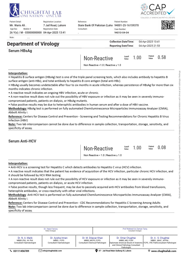 Non-Reactive: Department of Virology | PDF | Medicine | Clinical Medicine