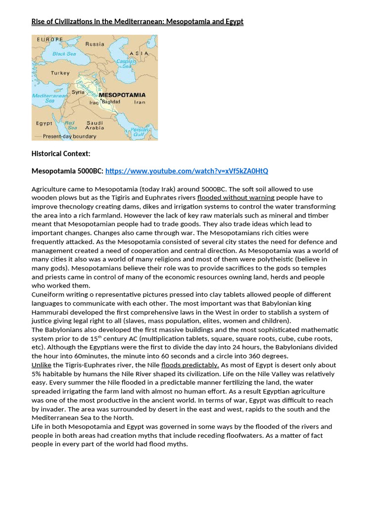 Rise of Civilizations in The Mediterranean | PDF | Mesopotamia ...