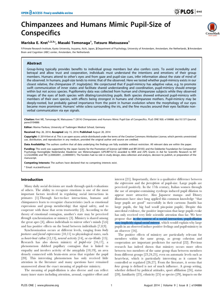 Pupil dilation article | PDF | Statistics | Experiment