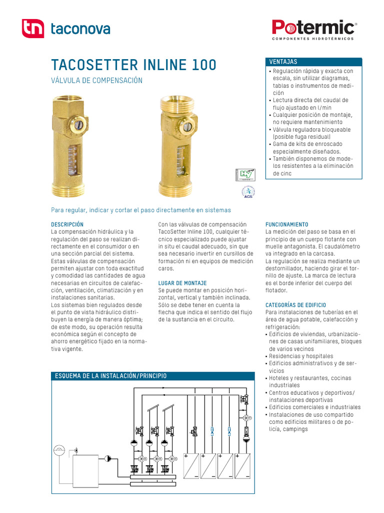 Válvula de Compensación TacoSetter 100 | PDF