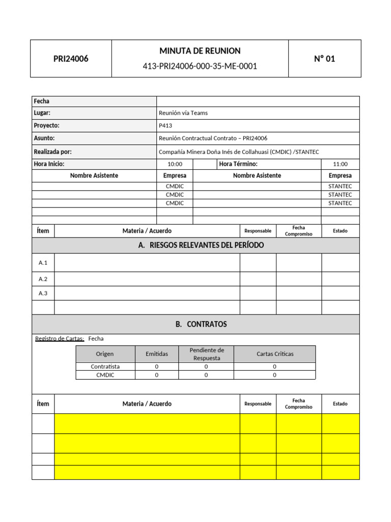 Formato Minuta Reunion | PDF