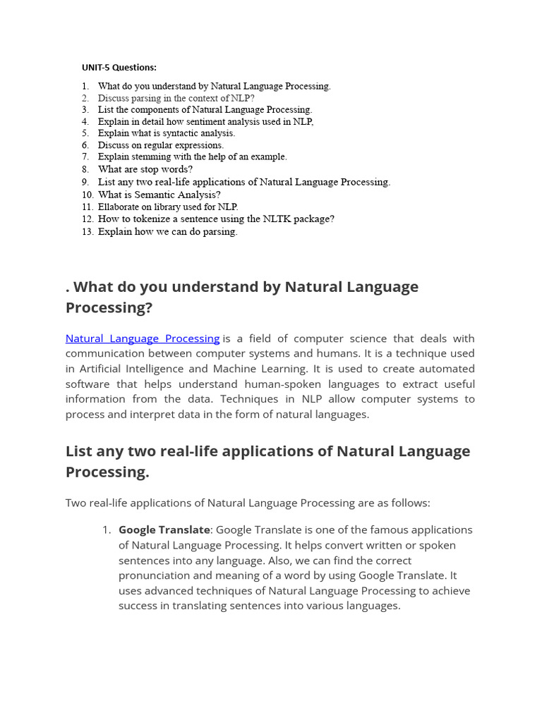 UNIT-5 Quetions - Answers | PDF | Parsing | Semantics