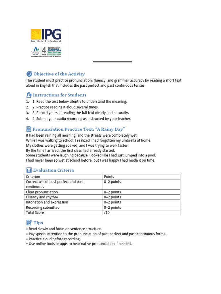 English Pronunciation Practice Task | PDF